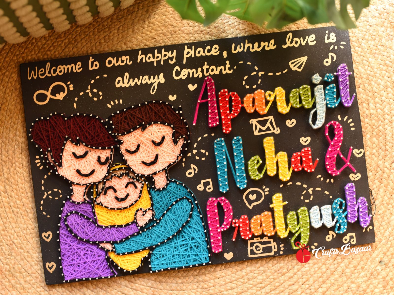 Family- Customised Names String Art -Personalized Wall Decor – Craftsbazaar