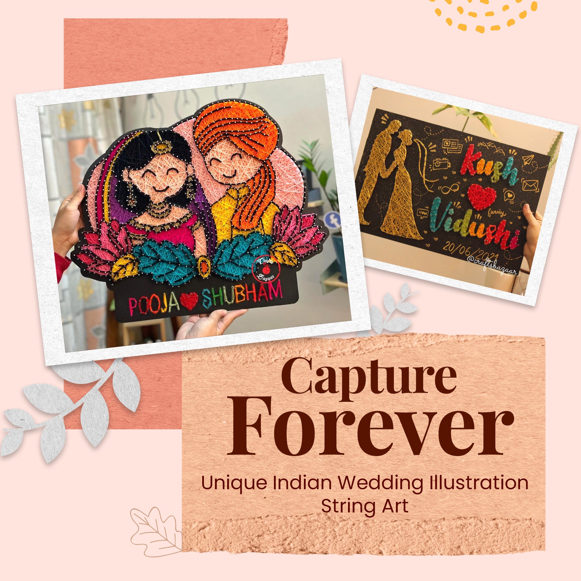 Capture Forever: Unique Indian Wedding Illustration String Art ...