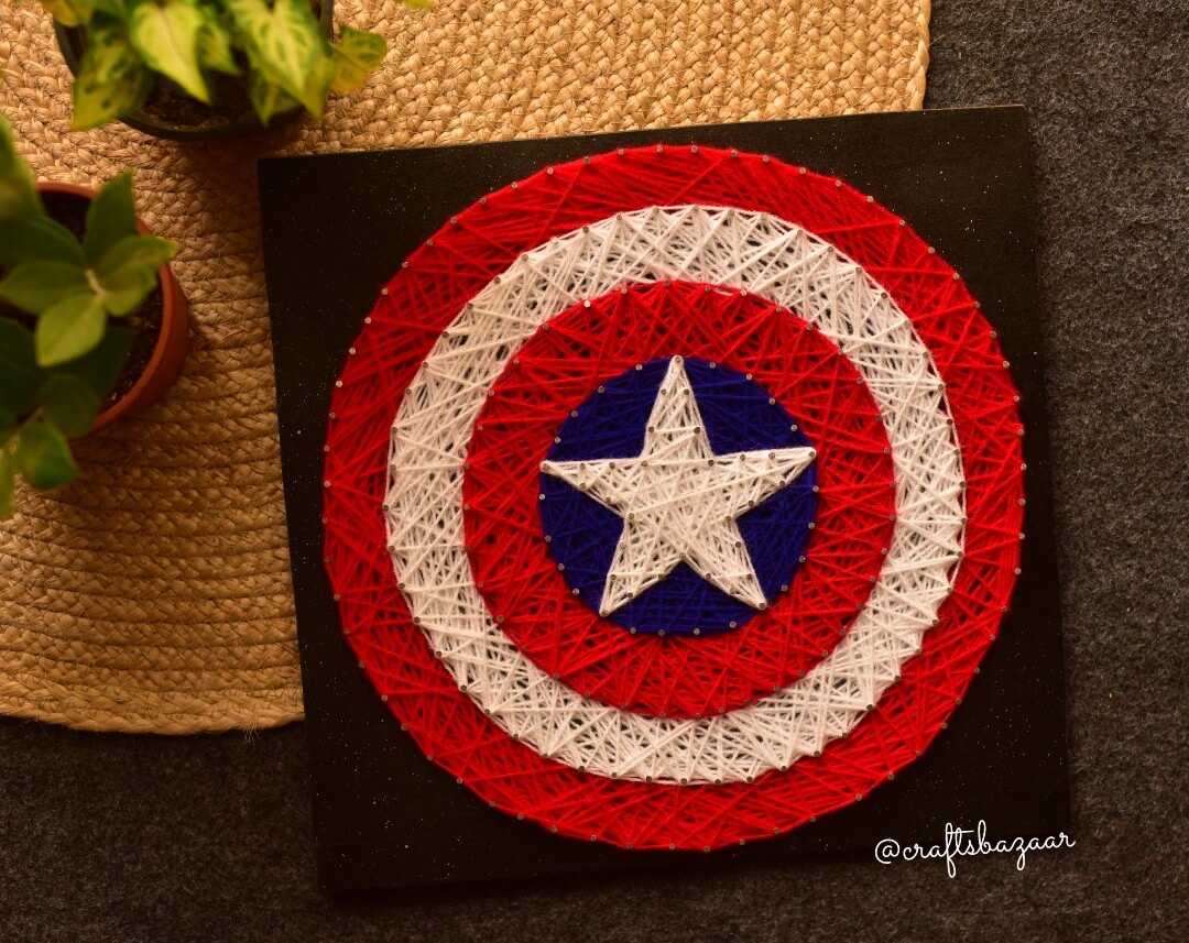 Captain America Shield String Art -Unique Wall Decor for kid – Craftsbazaar