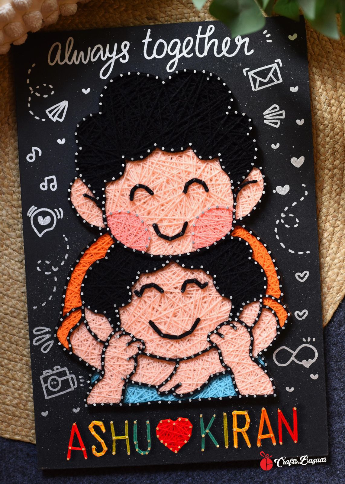 Brother Sister Hug- String Art Gift for Siblings – Craftsbazaar