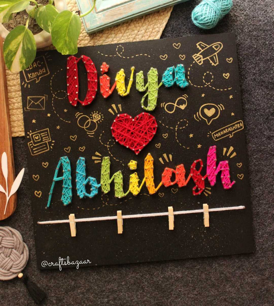 Deuce- Couple Name String Art with Photos – Craftsbazaar