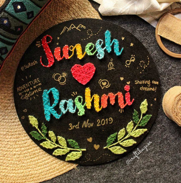 Lovers- Round Colorful Couple Names String Art – Craftsbazaar