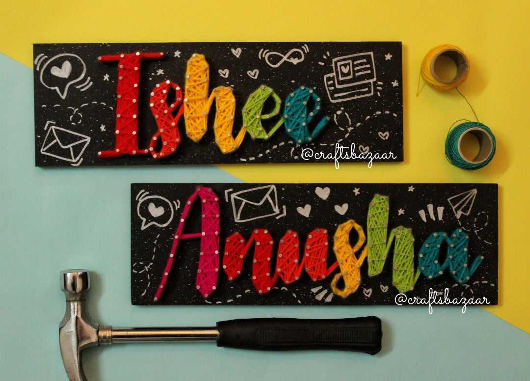 Mini String Art Name Board | Personalised Handmade Gift – Craftsbazaar