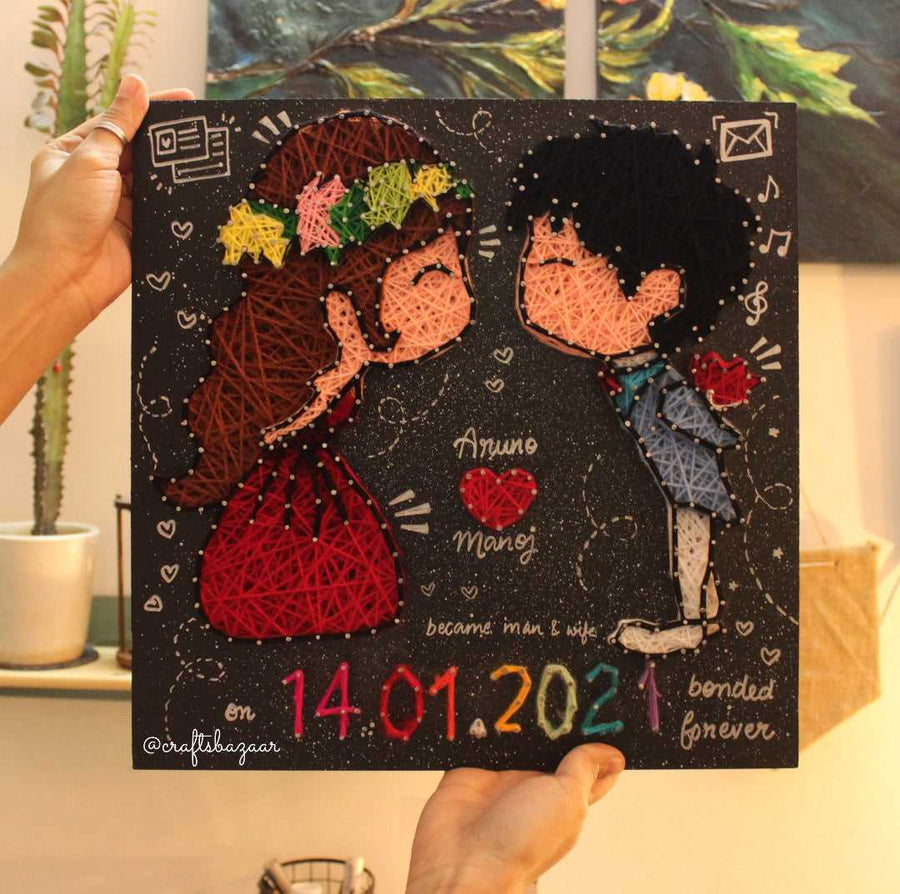 My love- Illustration Couple String Art with Photos – Craftsbazaar