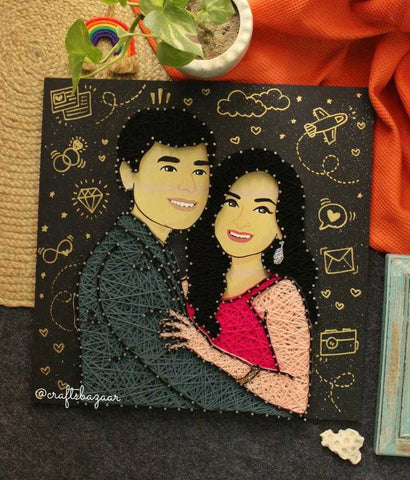 Personalised Couple Caricature String Art – Craftsbazaar