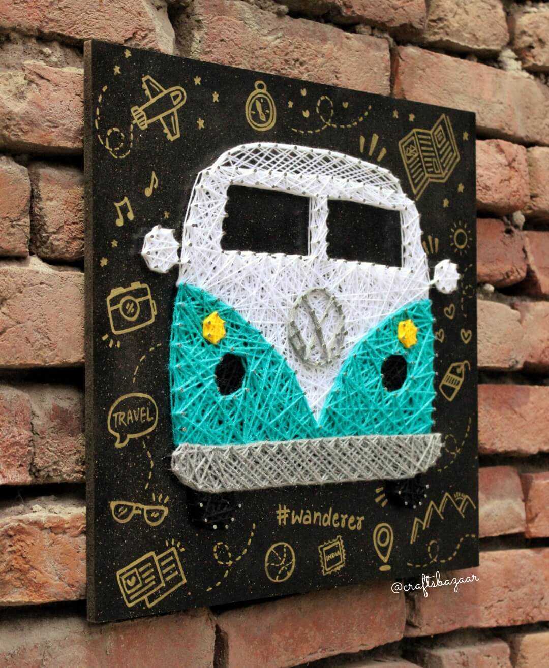 Van String Art Board | Handmade Van String Art Design Décor – Craftsbazaar