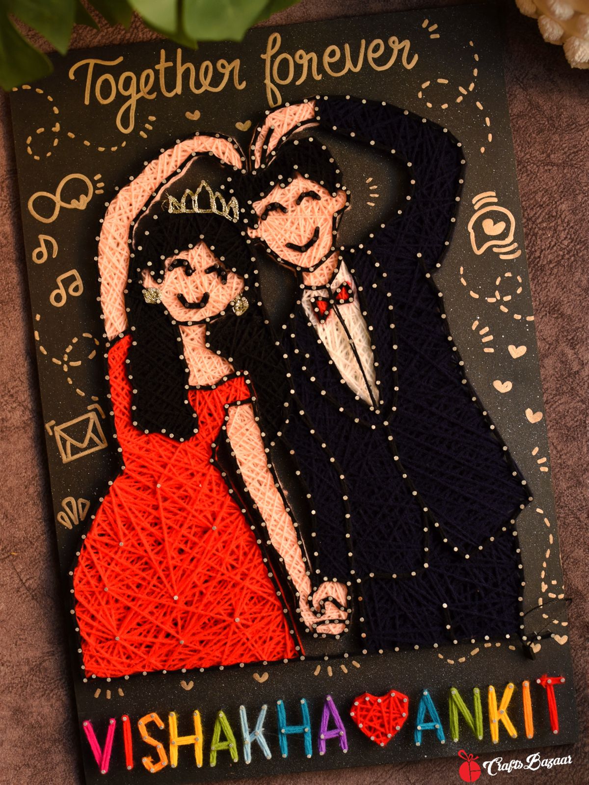 Got Married- Illustration Couple String Art – Craftsbazaar