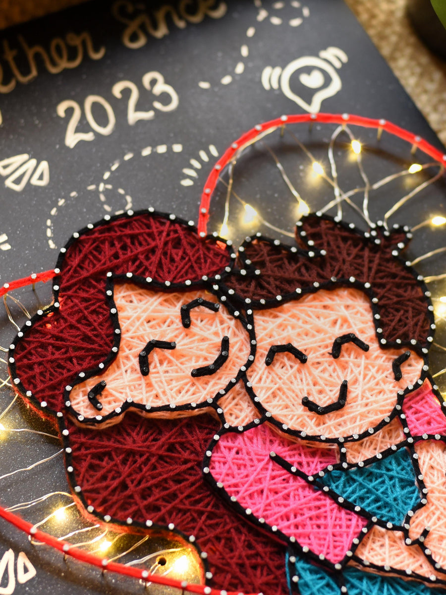 The Hug of Love- Illustration Couple String Art with Light – Craftsbazaar